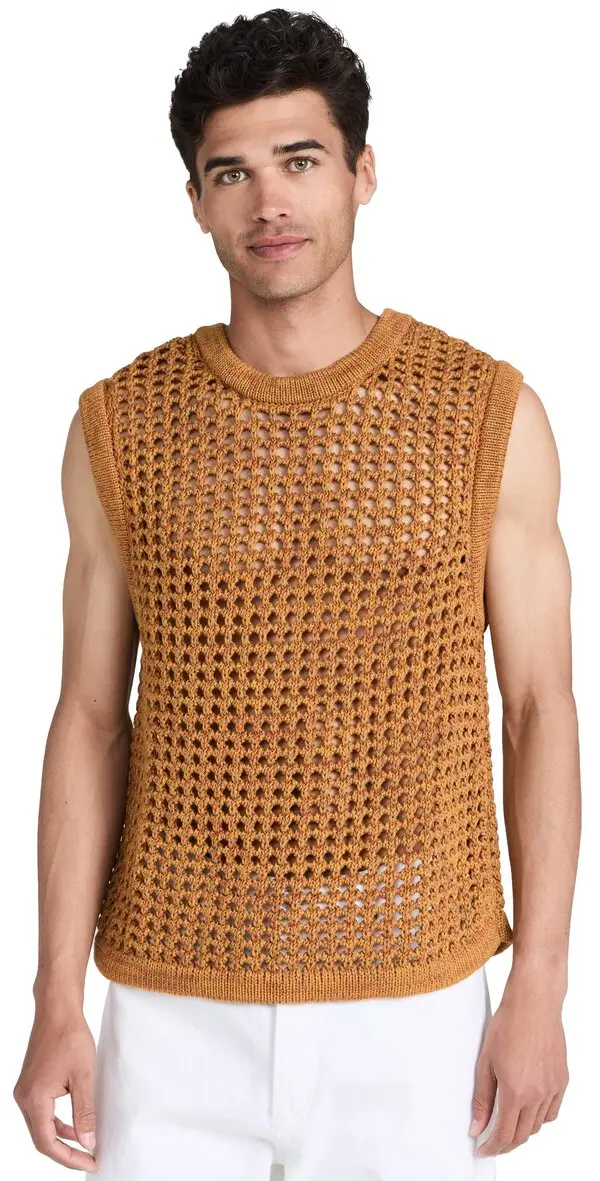 Nicholas Daley Crochet Vest In Orange Mustard - 70% Off | Editorialist